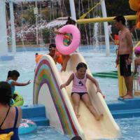 China Fiberglass Water Pool Slides in Medium Water Playground 3200*2700*1300 for sale