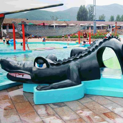 China Fiberglass Water Park Equipment Cartoon Crocodile Slide For Children / Customized Water Slide for sale