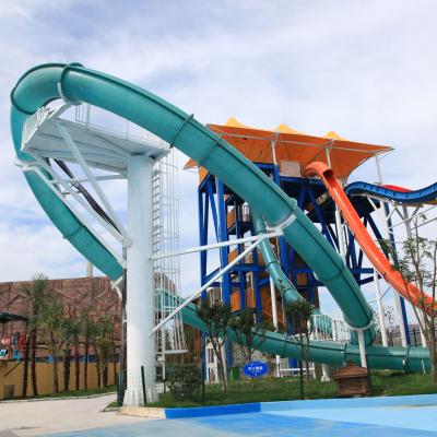 China Transparent Customized Aqua Loop Fiberglass Water Slides Hot Galvanizing for sale