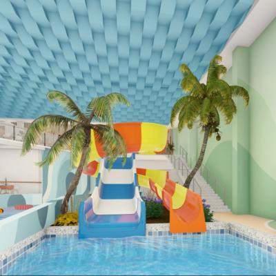 China Kids' group Slide Wide Slide Water Slides For Hotel Aqua Park Fiberglass Material for sale