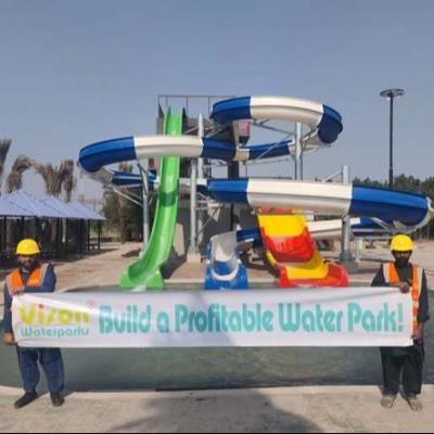 China Five Star Hotel Resort Toboggan Fiberglass Water Slide with 21m*15m*8m Size for Amusement Parks for sale