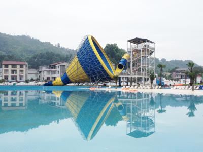 China Custom Tornado Water Slides with Fiberglass Material, 14.6m Platform Height, and 720 Riders per Hour Capacity for sale