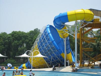 China Custom Tornado Water Slides with Fiberglass Construction, 720 Riders Per Hour, and 14.6m Platform Height for Water Attractions for sale