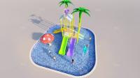 China Fiberglass Mini Water Play Structure with 3 Slides and Tipping Bucket for Kids Aqua Playground for sale