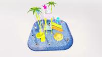 China Fiberglass Mini Water Play Structure with 3 Slides and Tipping Bucket for Kids Water Park - Maintenance-Free Design for sale
