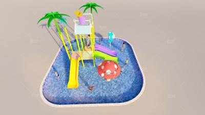 China Ocean Style Aqua Playground with 6.3m x 6.3m x 4.5m Size and More Than 10 Years Service Life for Water Fun Parks for sale