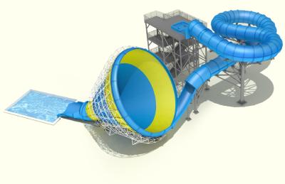 China Medium Tornado Water Slide with 13.5m Platform Height and Hot-Dip Galvanized Steel Structure for 360 Persons/Hour Capacity for sale