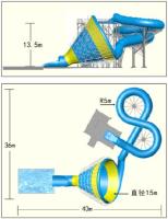 China Medium Tornado Water Slide with 13.5m Platform Height and Hot-Dip Galvanized Steel Structure for 360 Persons/Hour Capacity for sale
