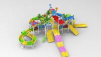 China Small Interactive Water House with Hand-laid Fiberglass Flume and Hot-dip Galvanized Steel Structure for Water Park Equipment for sale