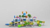 China Small Interactive Water House with Hand-laid Fiberglass Flume and Hot-dip Galvanized Steel Structure for Water Park Equipment for sale