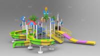 China Small Interactive Water House with Hand-laid Fiberglass Flume and Hot-dip Galvanized Steel Structure for Water Park Equipment for sale