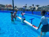 China Children's Water Play Equipment with Hot-Dip Galvanized Steel Structure, Corrosion-Resistant Fiberglass Flume, and Shallow Water Safety Design for sale