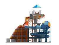 China Turning Point Water Slide - Smart Split-Track Double Raft High Capacity Fiberglass Water Slide for sale