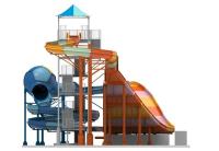China Turning Point Water Slide - Smart Split-Track Double Raft High Capacity Fiberglass Water Slide for sale