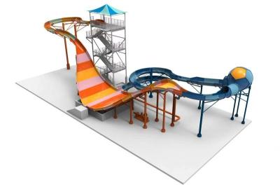 China Turning Point Water Slide - Smart Split-Track Double Raft High Capacity Fiberglass Water Slide for sale