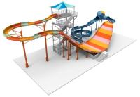 China Turning Point Water Slide - Smart Split-Track Double Raft High Capacity Fiberglass Water Slide for sale