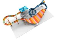 China Turning Point Water Slide - Smart Split-Track Double Raft High Capacity Fiberglass Water Slide for sale