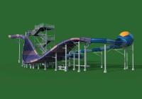 China Turning Point Water Slide - Smart Split-Track Double Raft High Capacity Fiberglass Water Slide for sale