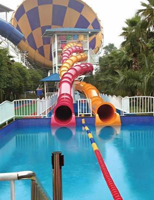China Dragon Slide 9m Platform Height 2 Parallel Tubes 50m Long Enclosed Tube Fiberglass Water Slide for sale