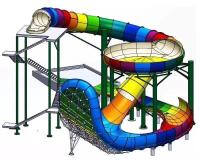 China 18m High Fiberglass Sky Pit Slide with 12m Super Bowl and 4-Person Raft Thrill Ride for sale