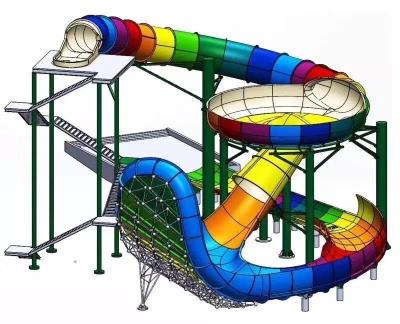 China 18m High Fiberglass Sky Pit Slide with 12m Super Bowl and 4-Person Raft Thrill Ride for sale
