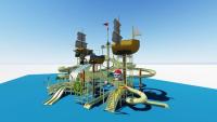 China Pirate Ship Water Play Structure with Giant Tipping Bucket and Fiberglass Construction for Kids Water Park Equipment for sale