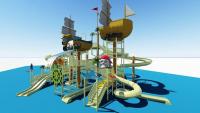 China Pirate Ship Water Play Structure with Giant Tipping Bucket and Fiberglass Construction for Kids Water Park Equipment for sale