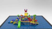 China Tropical Theme Water Play Structure with Giant Tipping Bucket and Multiple Slides for Splash Park for sale