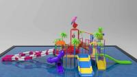 China Tropical Theme Water Play Structure with Giant Tipping Bucket and Multiple Slides for Splash Park for sale