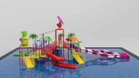 China Tropical Theme Water Play Structure with Giant Tipping Bucket and Multiple Slides for Splash Park for sale
