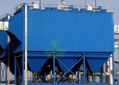 China Blue Horizontal Baghouse Dust Collector System With 128 Piece Filter Bags for sale