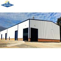 China Red Iron I-Beam Frames Prefabricated Warehouse Buildings In Steel for sale