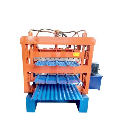 China Three layer corrugated roof tile roll forming machine/aluminum metal roofing sheet making machine for sale