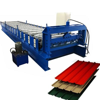 China 686 MM Width Trapezoidal Sheet Roll Forming Machine With Hydraulic Cutting for sale