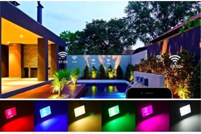 China 25000H TUYA WiFi LED Flood Light Tempered Glass Aluminum Die Casting for sale