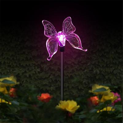 China Butterfly Solar Powered LED Ground Lights RoHS RGB Color Changing Outdoor for sale