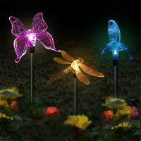China Butterfly Solar Powered LED Ground Lights RoHS RGB Color Changing Outdoor for sale