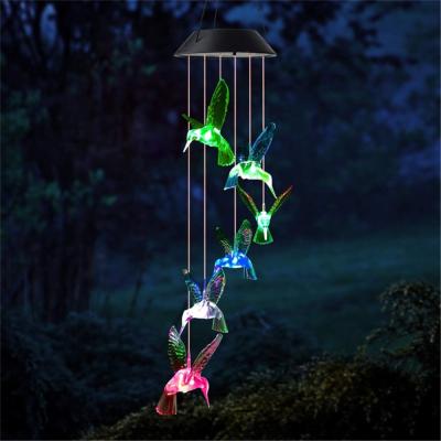 China Solar Changing Color Hummingbird Wind Chime for sale
