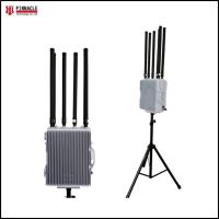 China 6-Antennas Waterproof Outdoor Fixed Anti-Drone Signal Jammer with Tripod Standing for sale