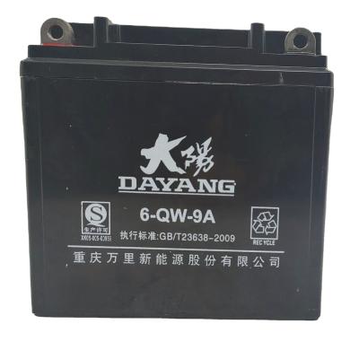 China 12V Black DAYANG Motorcycle Battery 9A OEM Enterprise Member Material Accumulator for sale