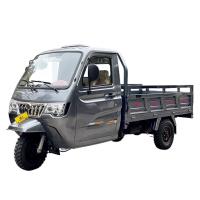 China 300cc Gaoline Tricycle in Gray Closed Cab Three Wheel Motorized Van For Cargo Hauling for sale