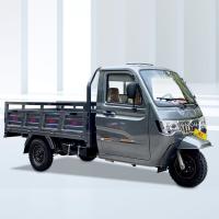 China 300cc Gaoline Tricycle in Gray Closed Cab Three Wheel Motorized Van For Cargo Hauling for sale