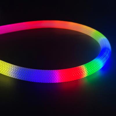 China C25mm Diameter 60LEDs/m DC12V/24V RGB/RGBW Full Color LED Pixel Round Braided Neon Strip Light 360 Degree Beam Angle for sale