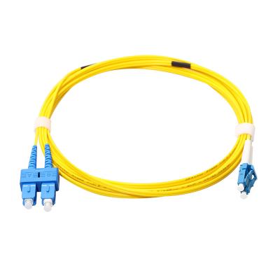 China 9/125um Duplex single mode CATV optic fiber patch cord 1M LC UPC-SC UPC for sale