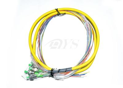China 12 Core FC / APC 9 / 125 Optical Fiber Patch Cord bundle pigtail for sale
