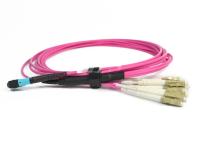 China ISO9001 8 Core MPO/MTP OM4 Optical Fiber Patch Cable Customize Cord Length for sale