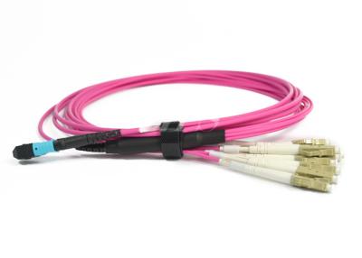 China ISO9001 8 Core MPO/MTP OM4 Optical Fiber Patch Cable Customize Cord Length for sale