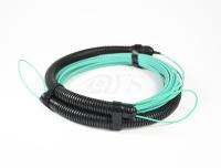 China Fiber Optical OM3 MPO/MTP Patch Cord Round Fiber Cable With Pulling Eye / Socket for sale