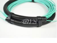 China Fiber Optical OM3 MPO/MTP Patch Cord Round Fiber Cable With Pulling Eye / Socket for sale