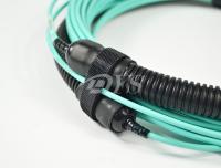 China Fiber Optical OM3 MPO/MTP Patch Cord Round Fiber Cable With Pulling Eye / Socket for sale